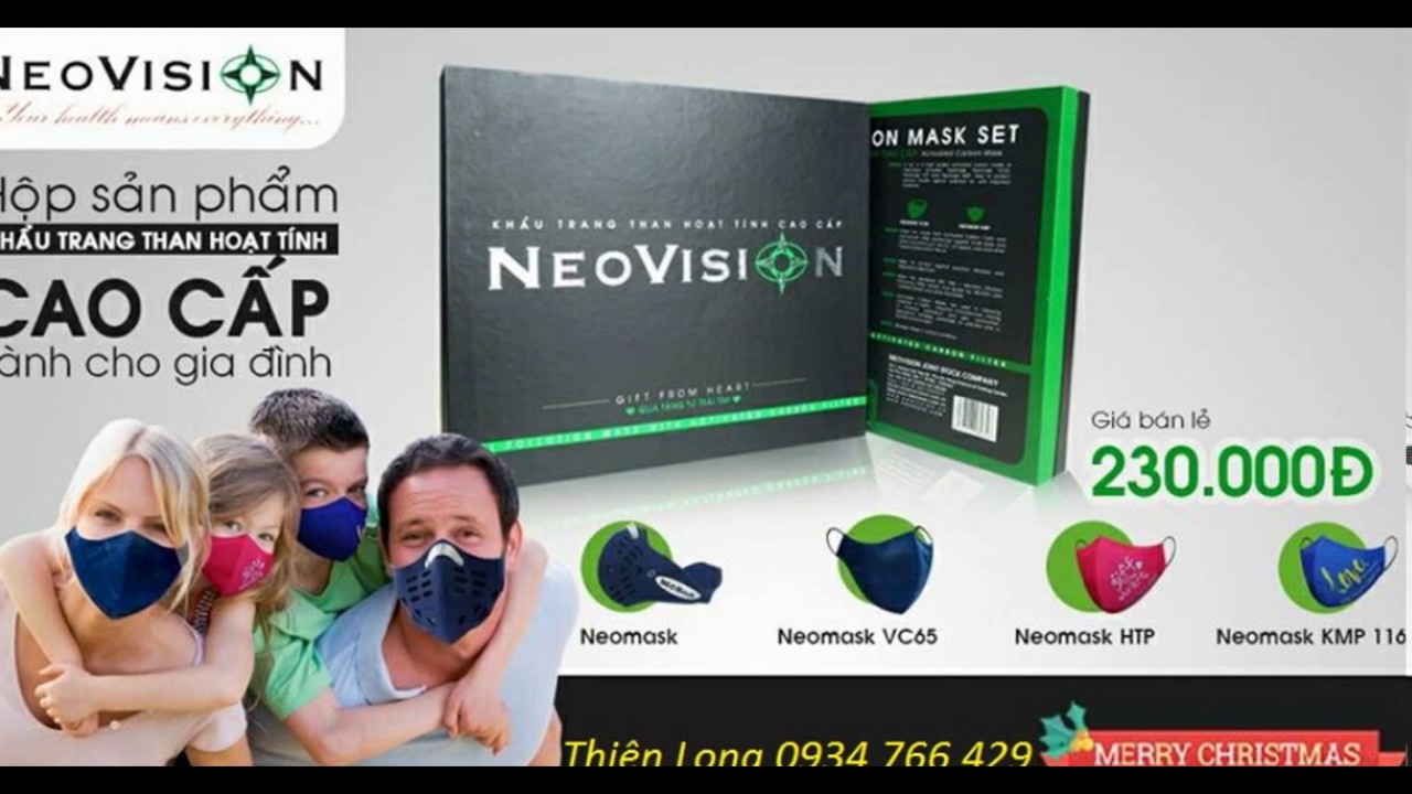 Khẩu trang Neomask, khẩu trang than hoạt tính cao cấp NeoVision - YouTube