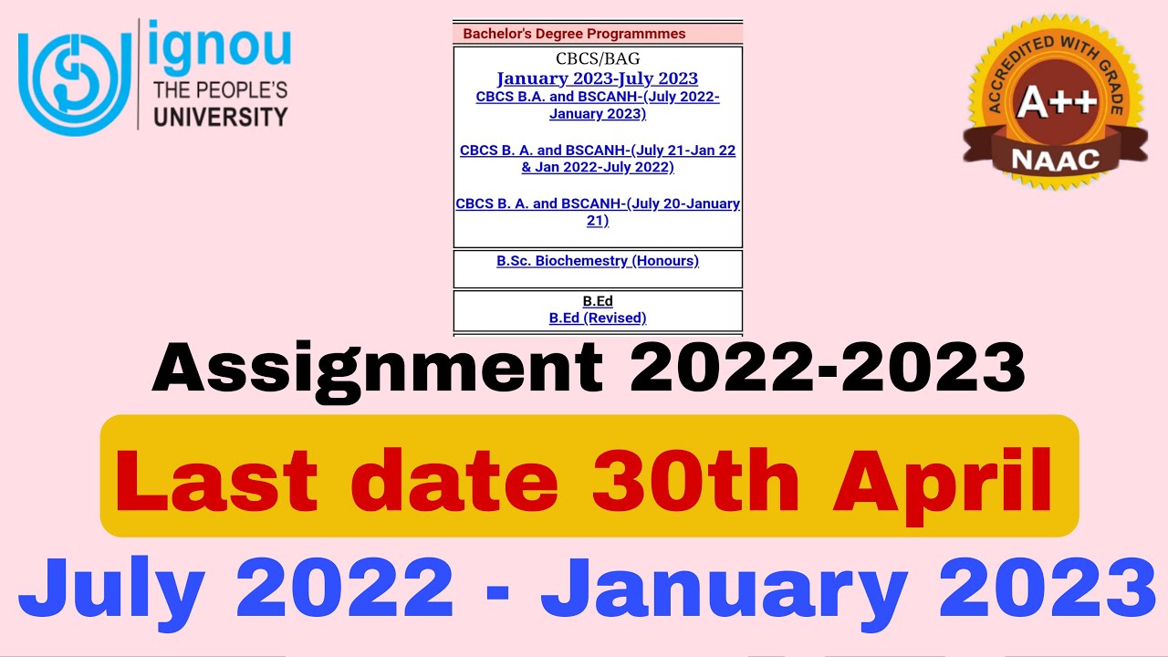 IGNOU Assignment 2023 | Assignment Question Paper | All Program Student ...