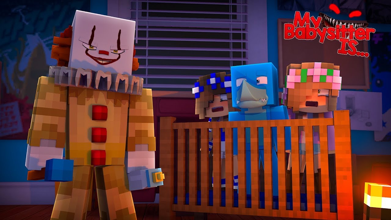 MY BABYSITTER IS..... IT THE CLOWN !!!! Minecraft w/ Little KElly ...