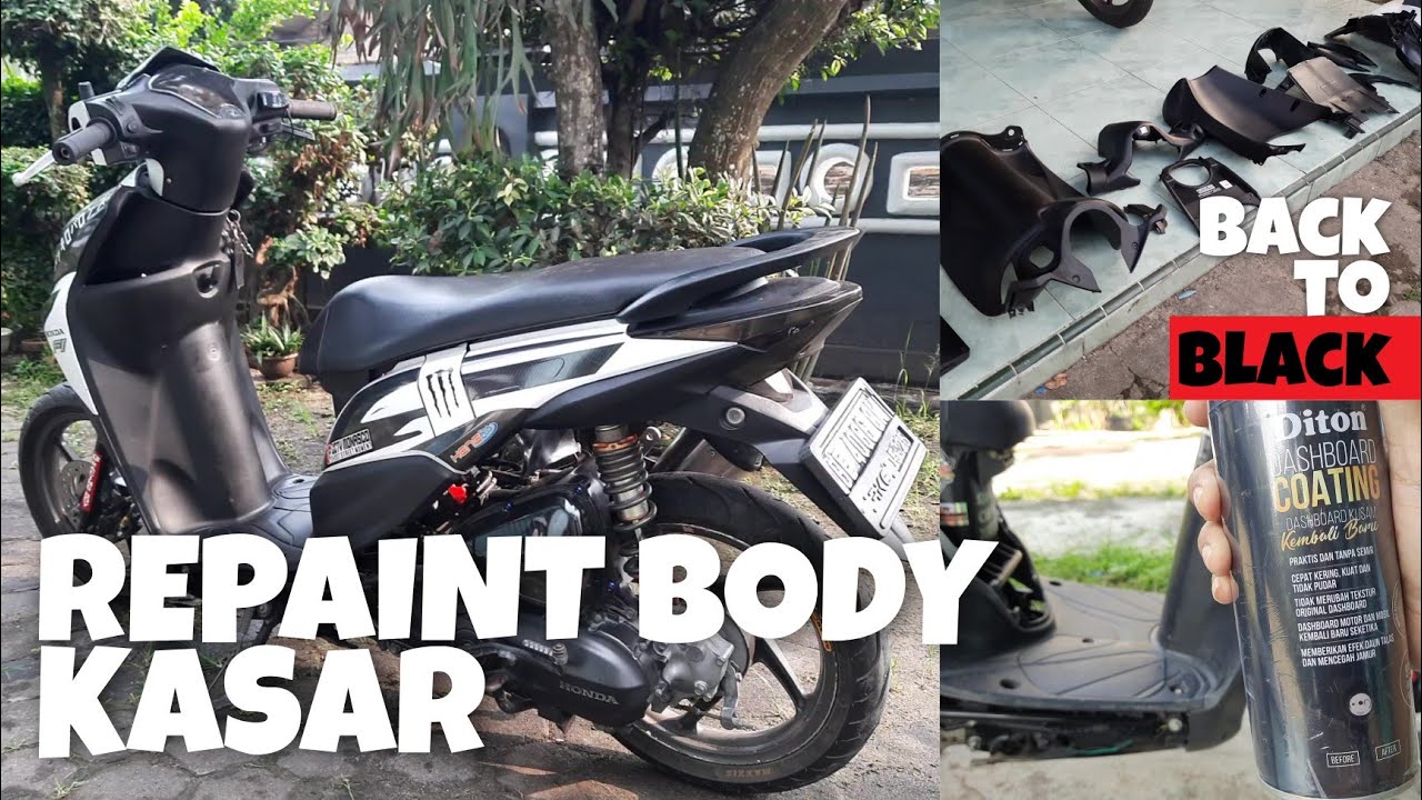 REPAINT BODY KASAR BEAT POP PAKE DITON DASHBORD COATING || AUTO HITAM ...