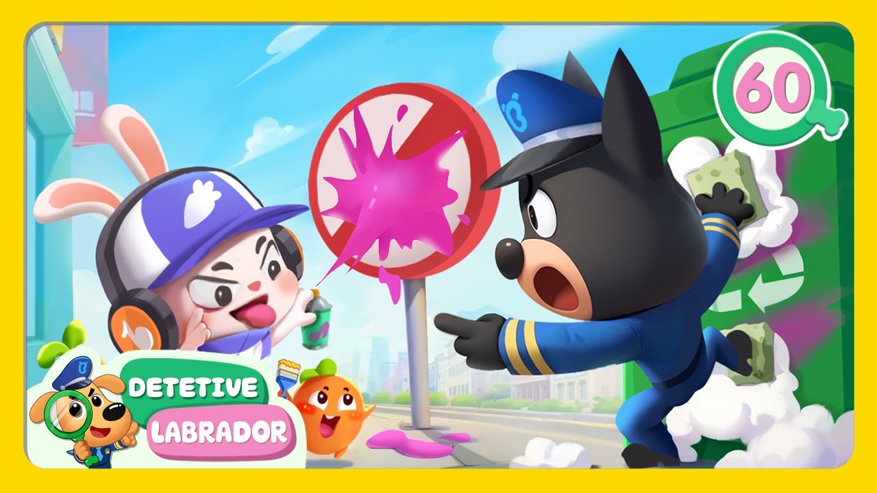 Grafiteiro Pipi Rabbit 🎨 Bons Hábitos do Detetive Labrador🎬 1 Hora 🔍 ...