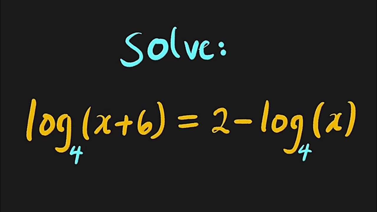 Logarithmic Equation Log x 6 2 log x YouTube