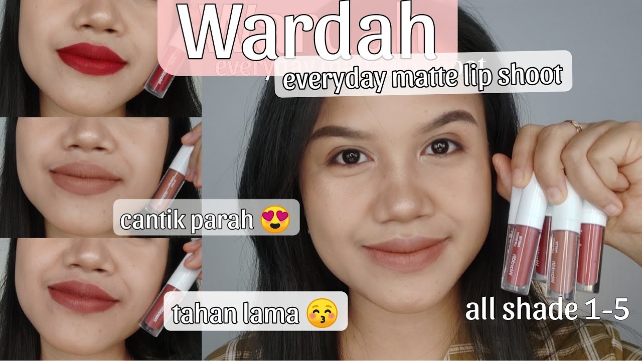Wardah everyday matte lip shot (review + swatches all shade) - YouTube