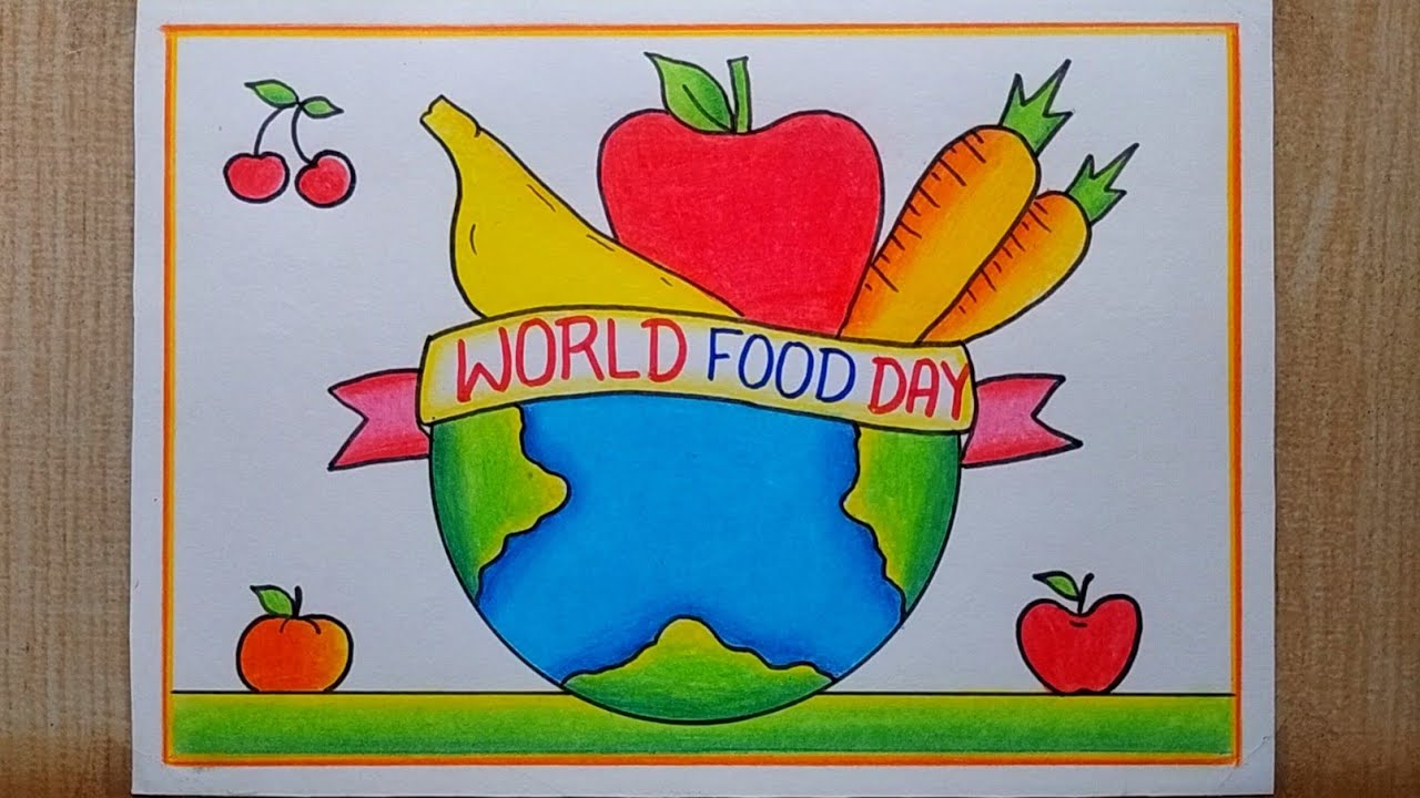Food Day Poster drawing| World Food Day poster drawing easy| Balanced ...