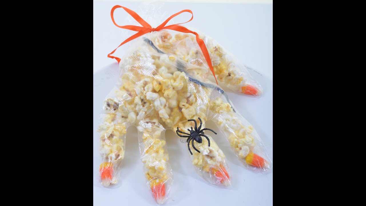 Halloween Decorating Tutorial - Gift Idea - Scary Popcorn Glove - YouTube