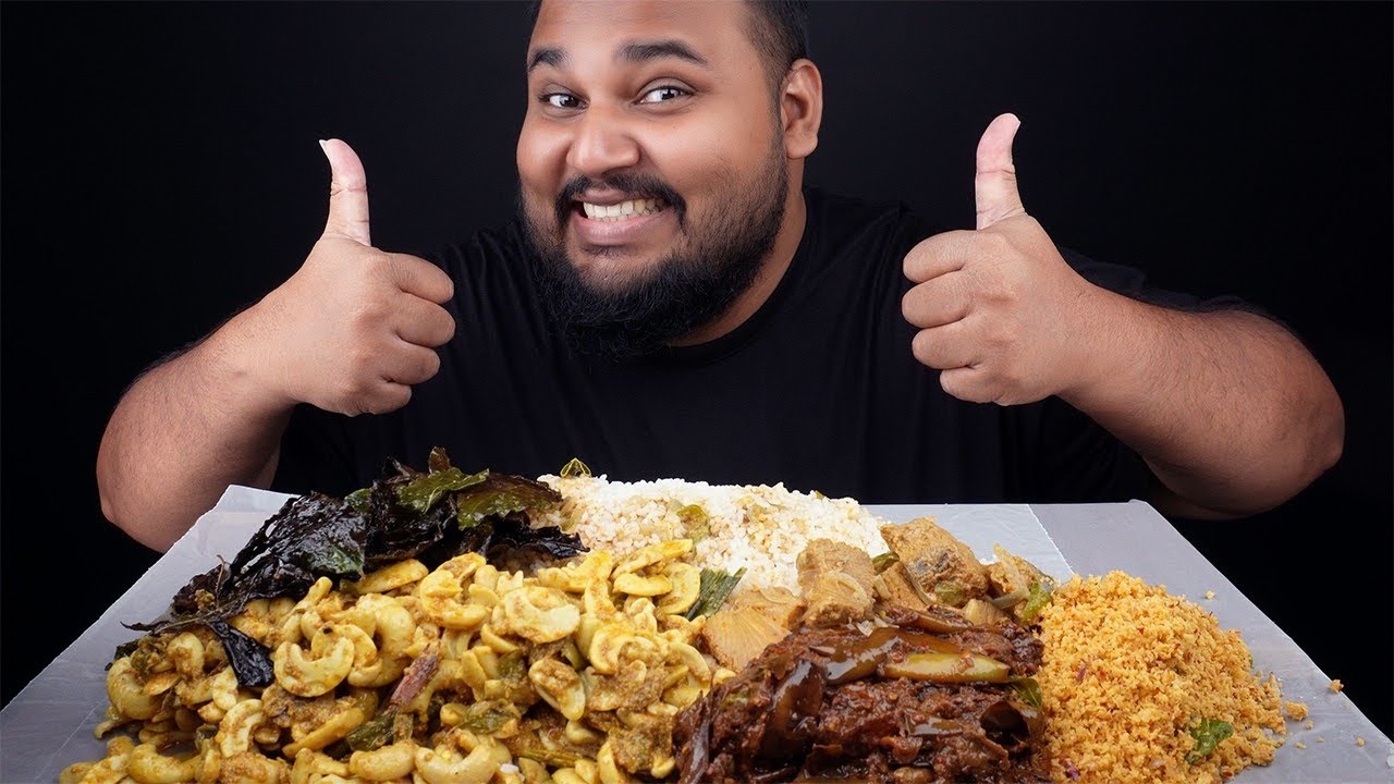 Sri Lankan cashew mora dry fish fried brinjal coconut sambal mellaleaf ...