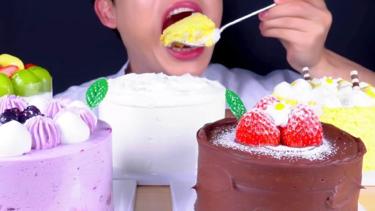 ASMR, Delicious Fruit Cake Party, Eating Sound, Mukbang 맛있는 과일 케이크 파티 ...