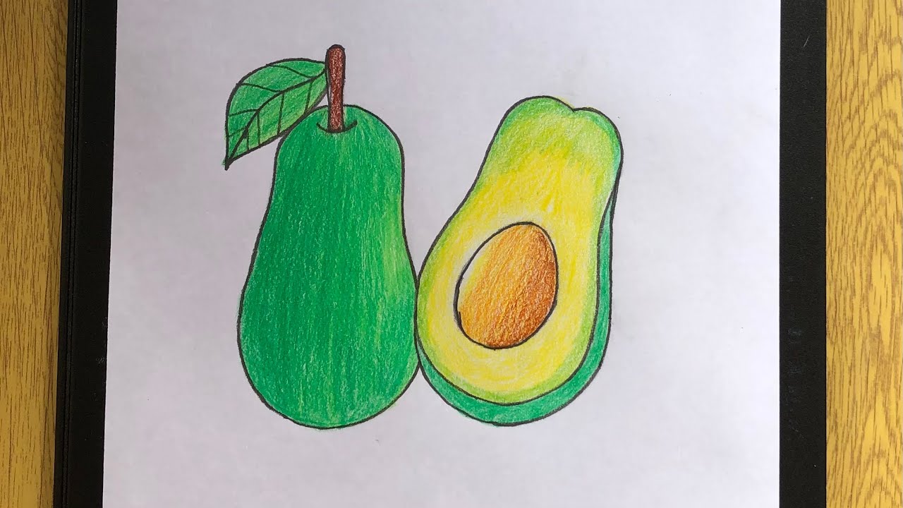 How to draw Avocado step by step / Avocado drawing easy step / Drawing ...