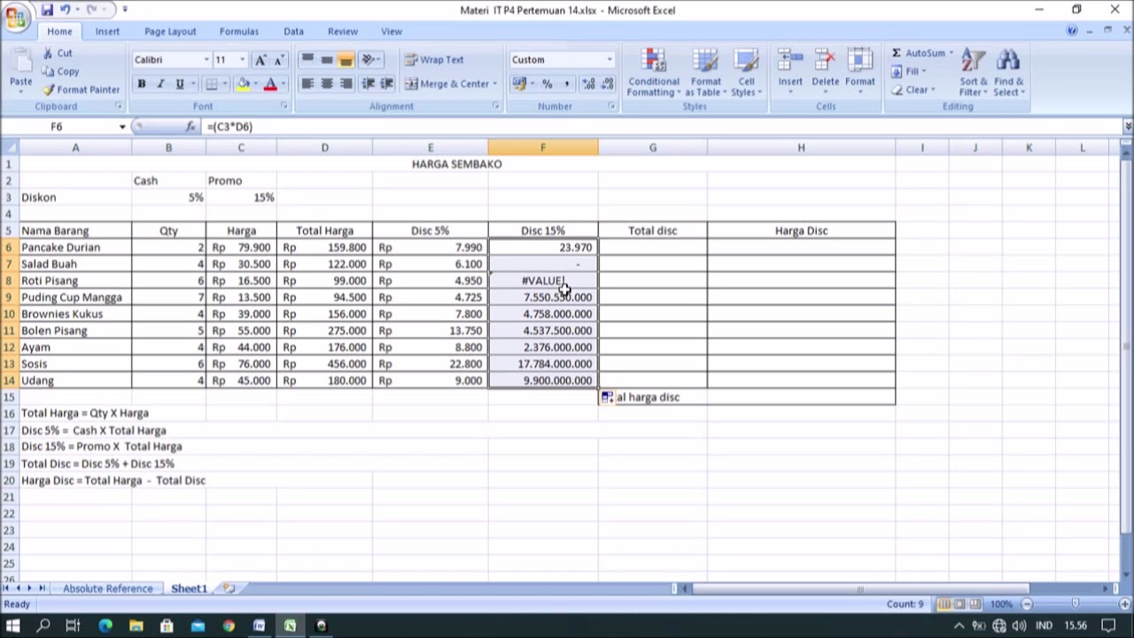 IT P4 Pertemuan 14 Mencari jumlah nilai mutlak dengan Microsoft Office ...