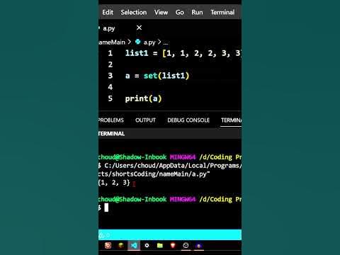 Remove Duplicate Elements in #python #coding #programming #shorts #codewithharry #gaming - YouTube