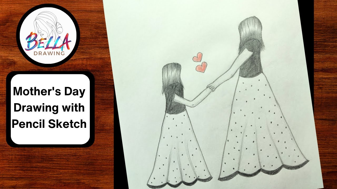 Mother's Day Drawing With Pencil Sketch || How to Draw A Mother And ...