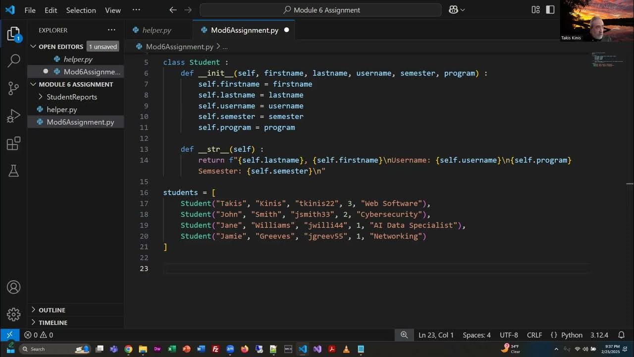 Python Programming - Module 6 Assignment - Coding a Student Report Generator - Spring 2025 - YouTube