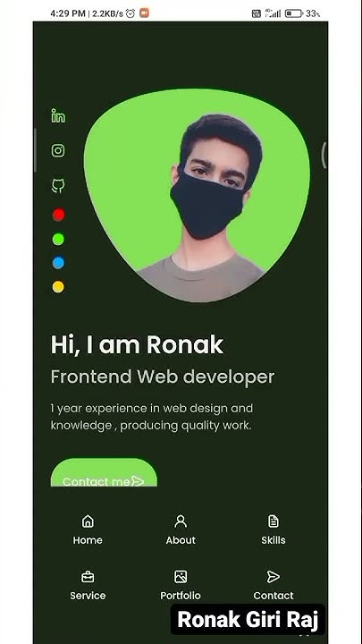 Responsive Professional Portfolio website using HTML CSS and Javascript | Dark Mode | Ronak Giri ...