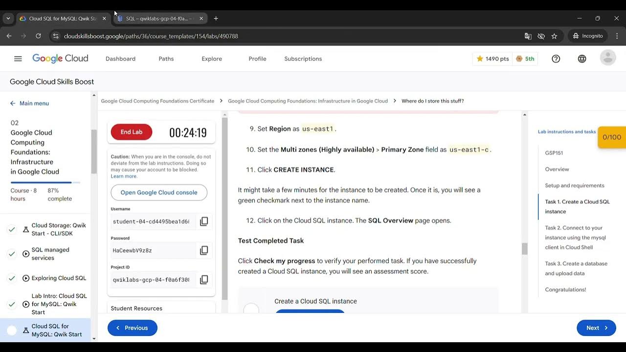 Cloud SQL for MySQL Qwik Start Google Cloud Skills Boost GSP151 - YouTube