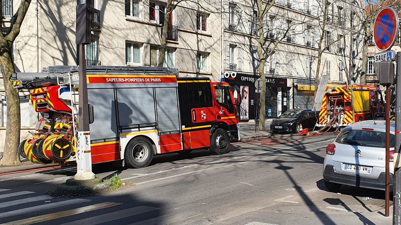 Paris Emergency services Fire Trucks police cars ambulances responding ...