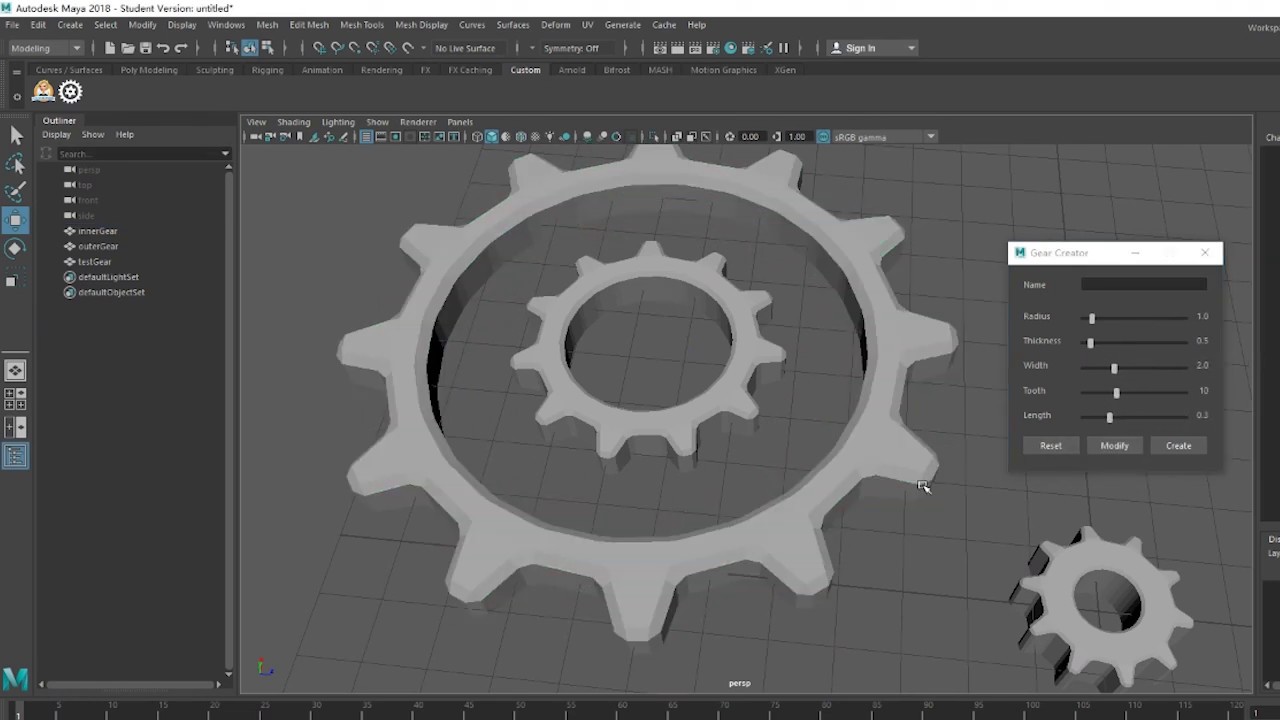 Maya - Gear creator tool - YouTube