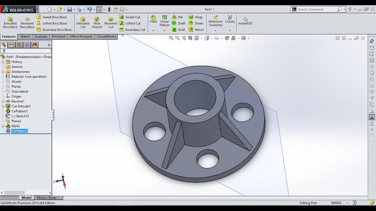 Making a Rib SolidWorks 2014 - Nervio en SolidWorks 2014 - YouTube