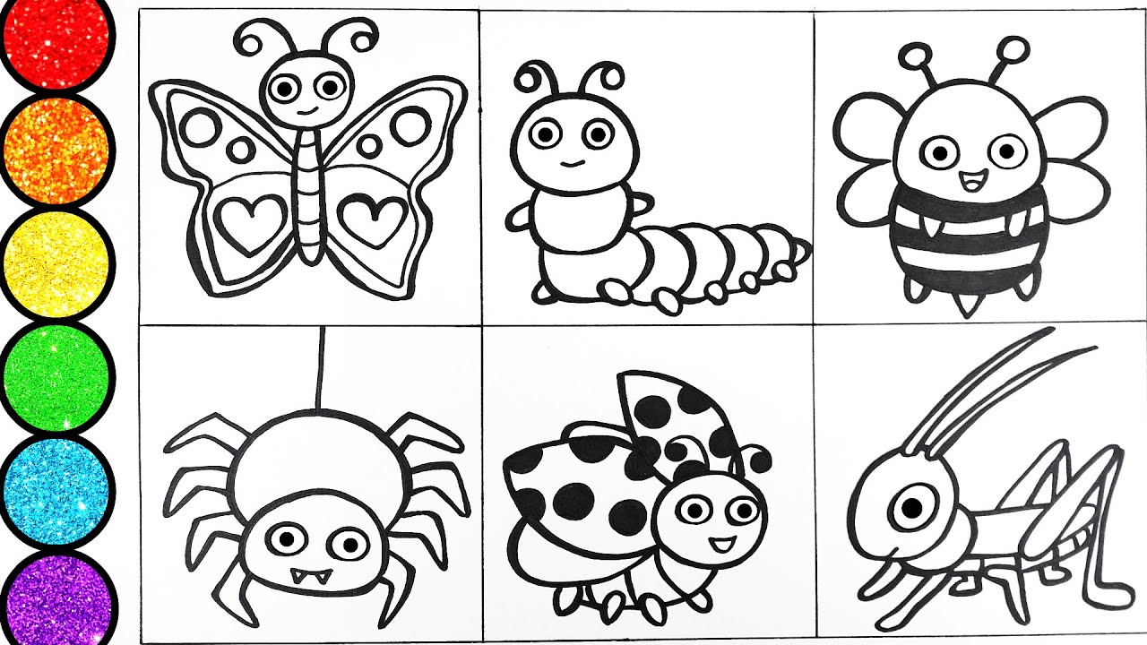 Learn How to draw Insects- Butterfly Caterpillar Spider Bee others ...
