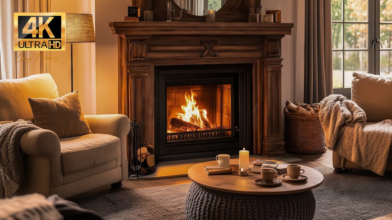 4K Cozy Fire 🔥🔥🔥 Relaxing Fireplace and Crackling Sounds for Easy Sleep ...