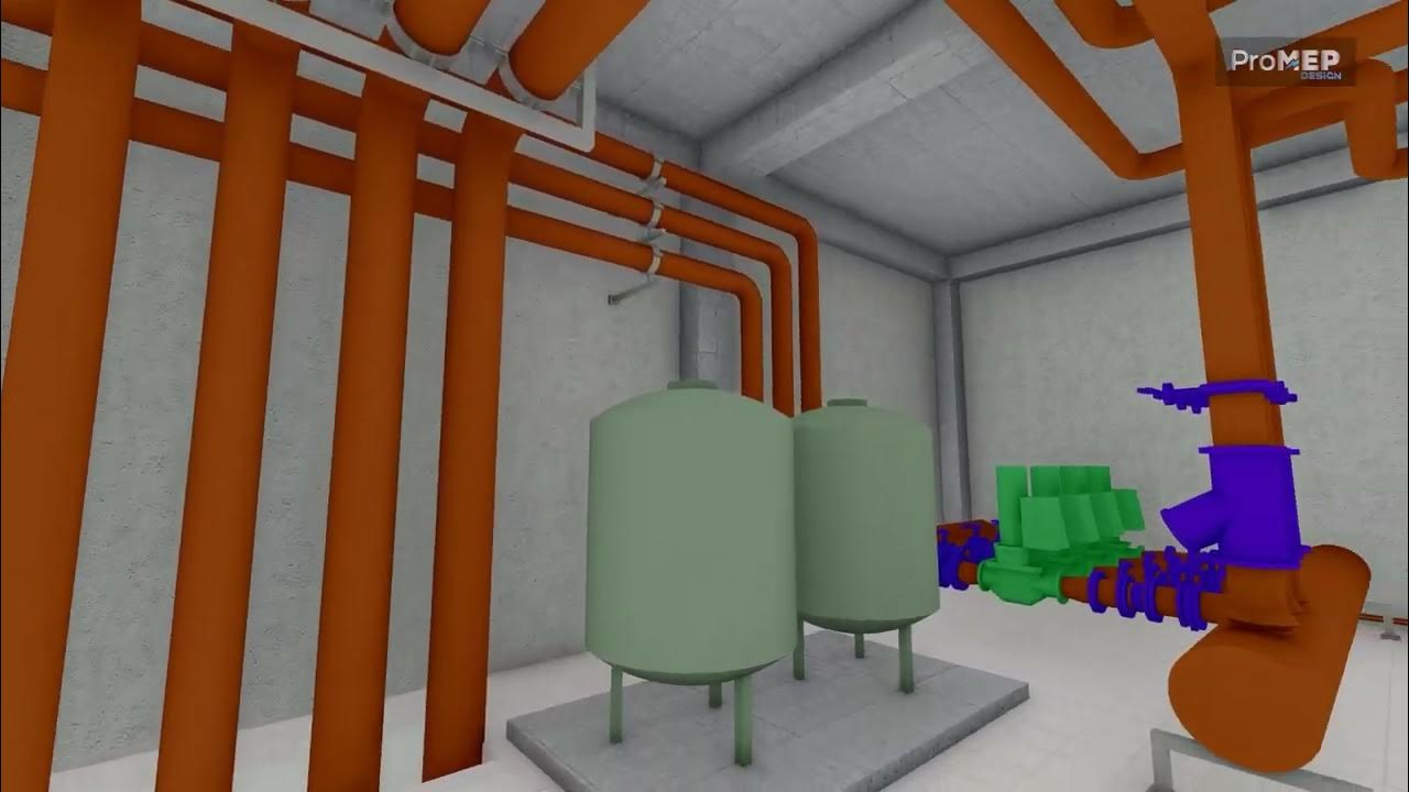 Boiler & Chiller Plant Piping 3D Model with REVIT LOD 400 - YouTube