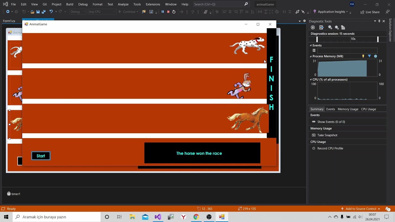 C# Tutorial-Make dog,rabbit,horse racing game in windows form - YouTube