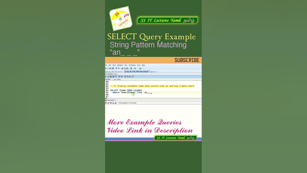 Select Query Example String Pattern Matching Oracle Shorts Dbms Sql Pattern