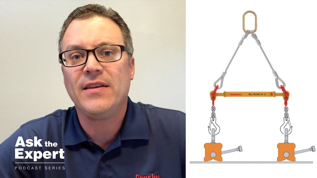 Lifting Magnets: Two magnets with a double leg chain sling - YouTube