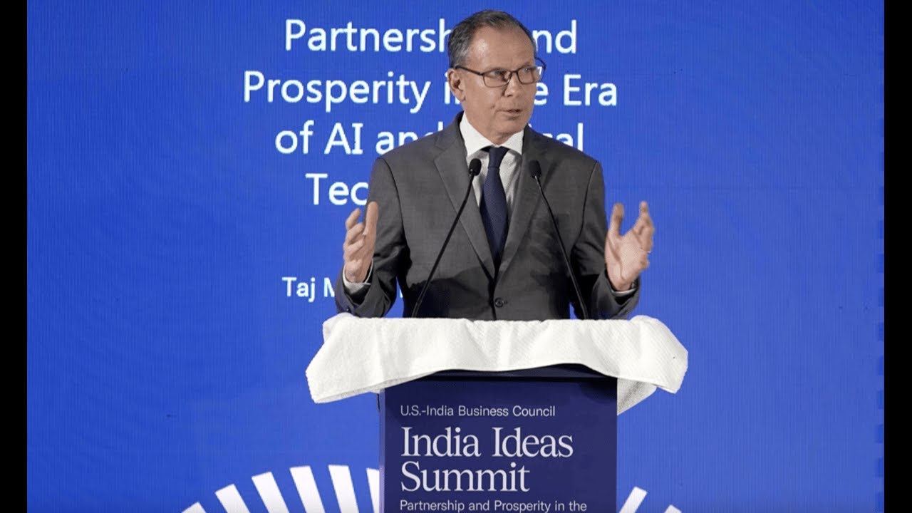 Martin Schroeter, CEO of Kyndryl, delivers a keynote at the USIBC 49th ...