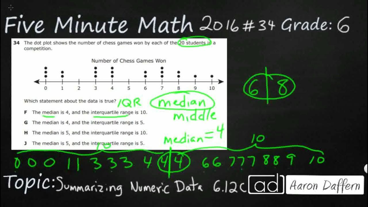 6th Grade STAAR Practice Summarizing Numeric Data (6.12C - #2) - YouTube
