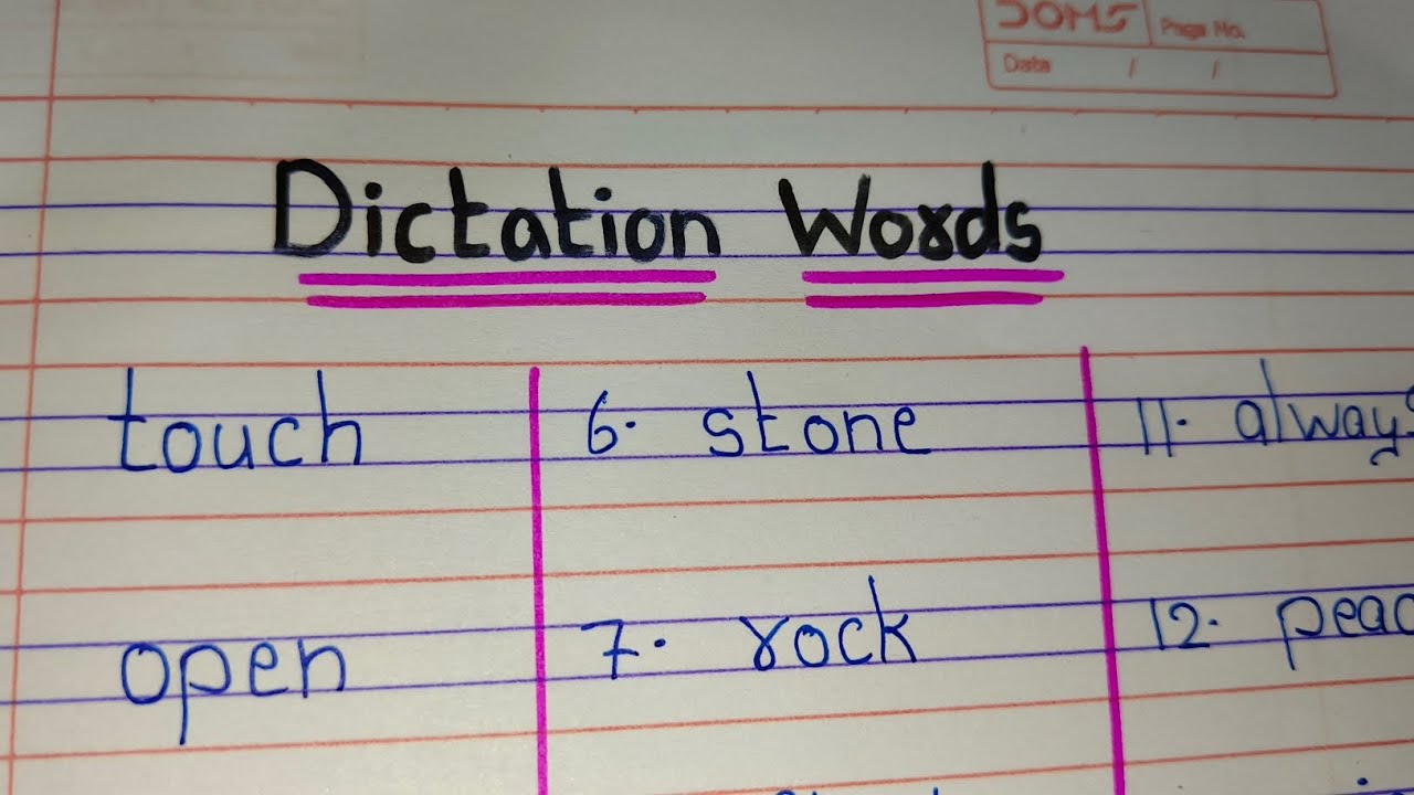Dictation Words | Dictation Words in english class 1 and 2 - YouTube