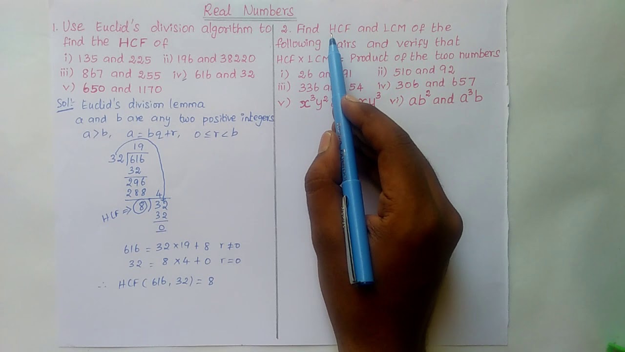 To Find Hcf Euclids Division Lemma Cbse Class 10 Youtube