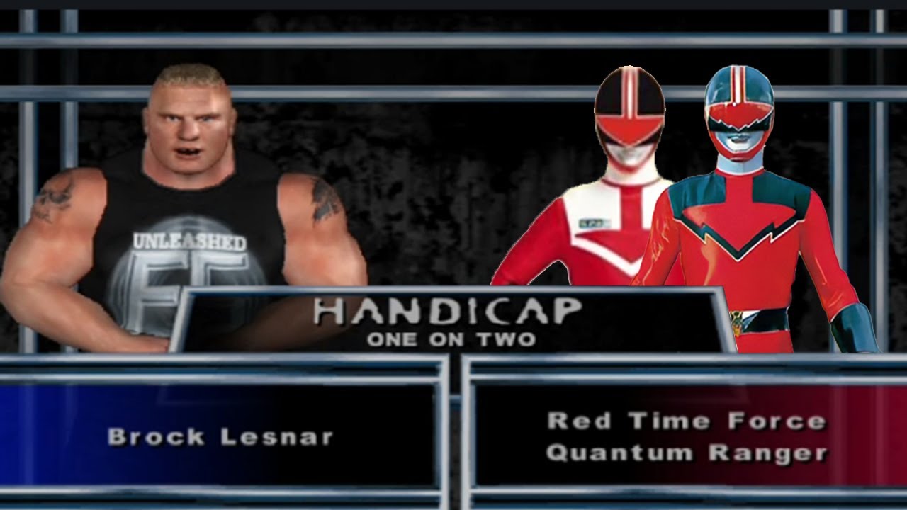 Brock Lesnar Vs Red Time Force Ranger & Quantum Ranger | WWE Smackdown ...