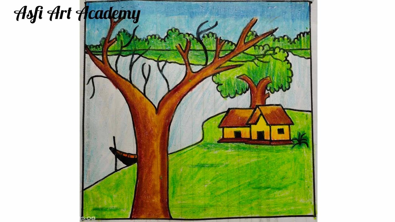 How to draw a scenery (step by step) Asfi Art Academy. - YouTube