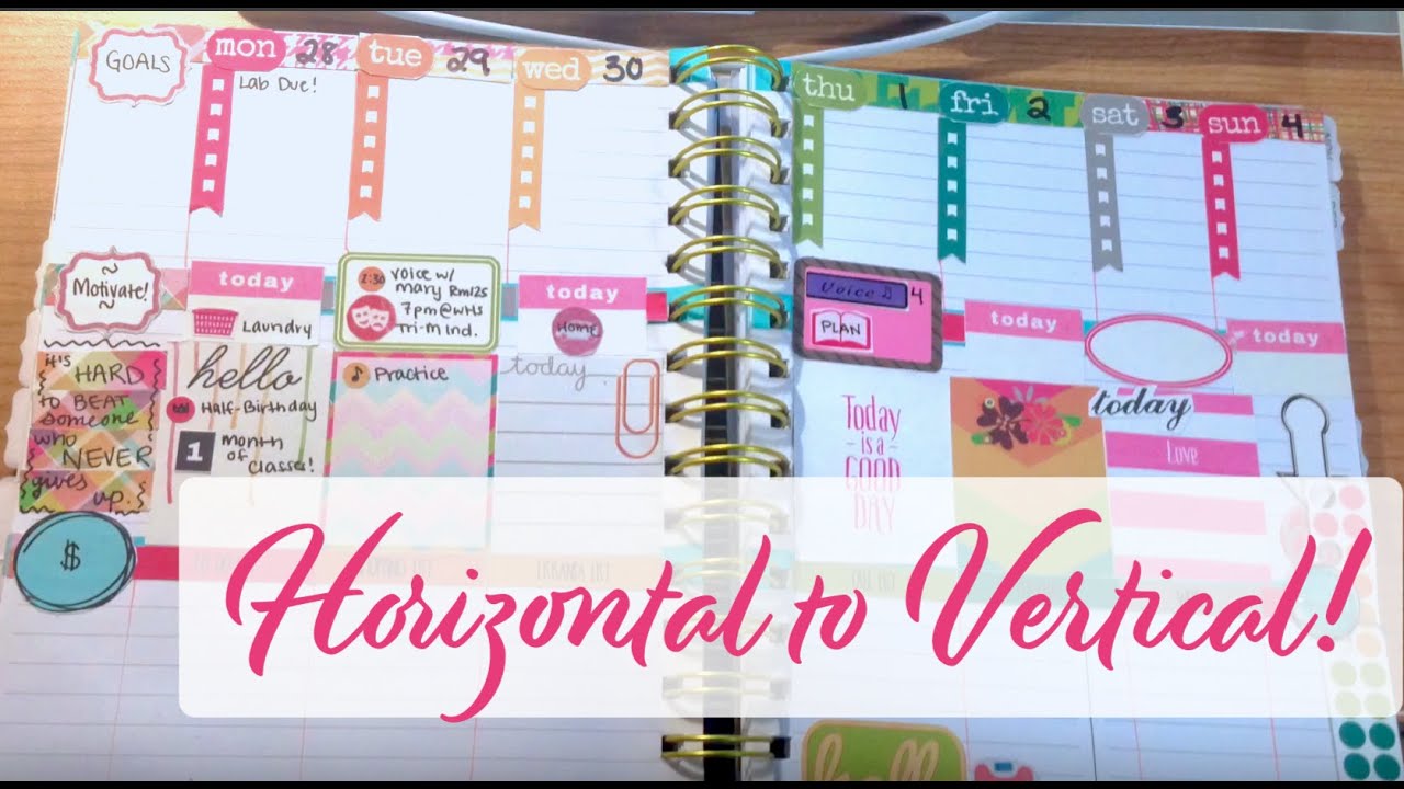 Turn a HORIZONTAL Planner into a VERTICAL Layout! | Speed Plan with Me ...