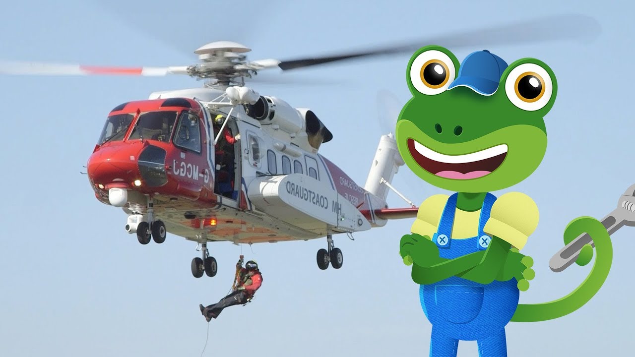 Gecko and the Rescue Helicopter | Gecko's Real Vehicles | Educational ...