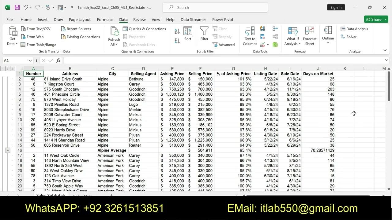 Exp22_Excel_Ch05_ML1_RealEstate/ Complete Solution 100%/Excel Chapter 5 Mid-Level 1 - Real ...