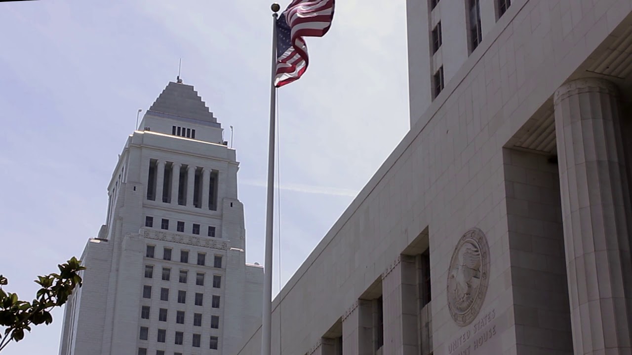Los Angeles Downtown Federal Courthouse and Flag - FREE HD STOCK ...