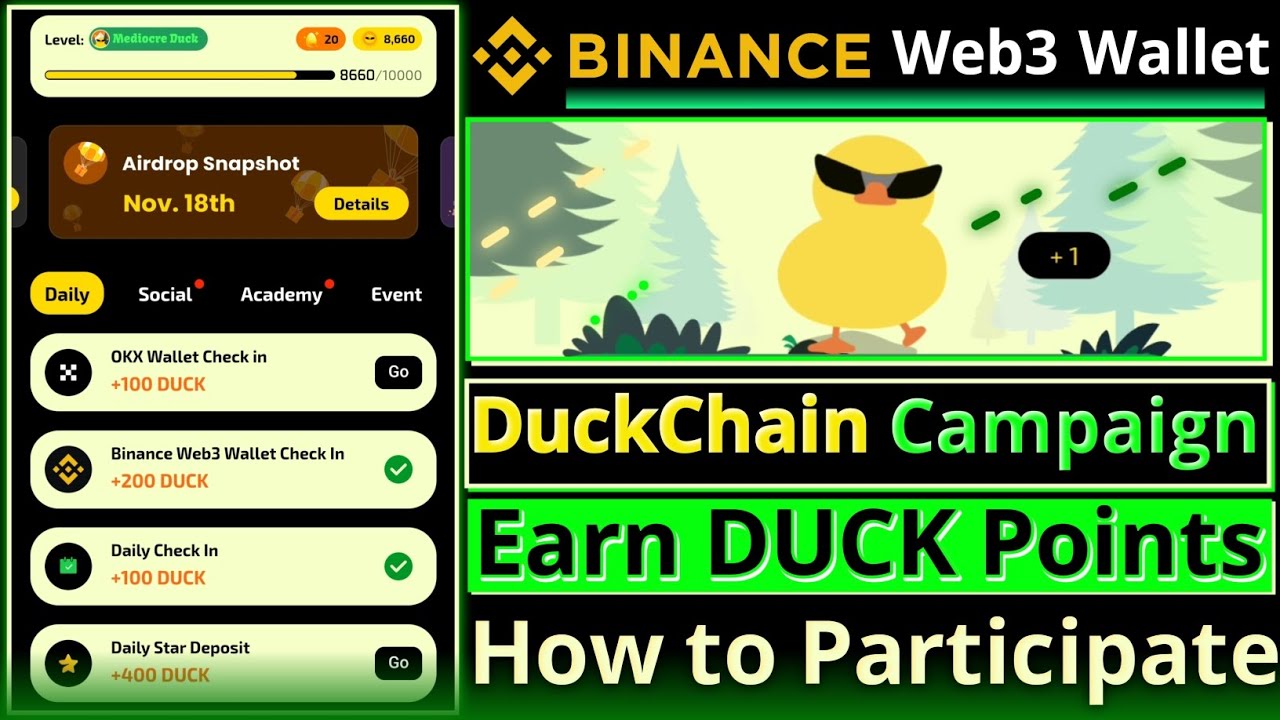 Earn DUCK Points || Binance Web3 DuckChain Campaign || New Airdrop - YouTube