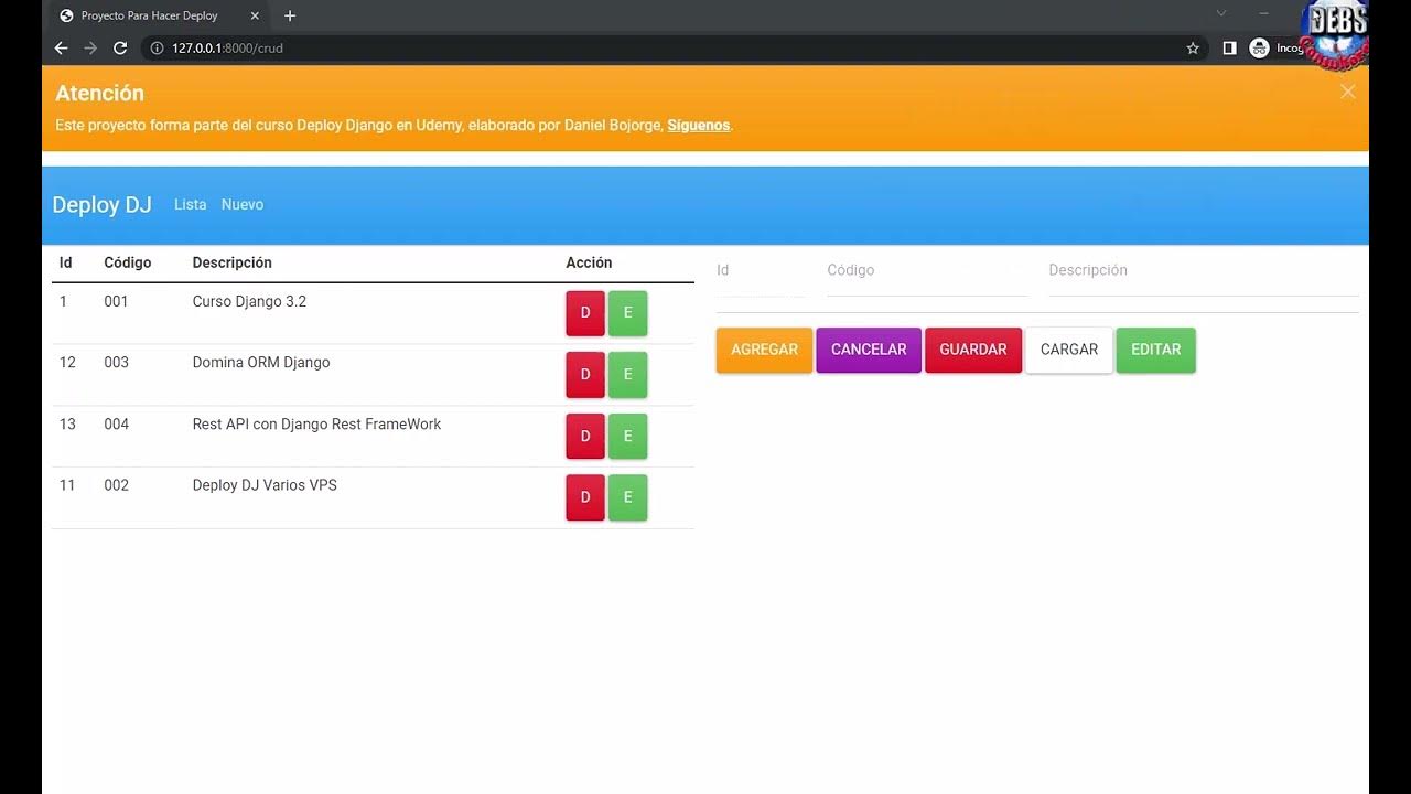 1 Presentacion Proyecto 🔴 CRUD - Tabla HTML a PostgreSQL con Django (Python 🐍) y jQuery 💪 - YouTube