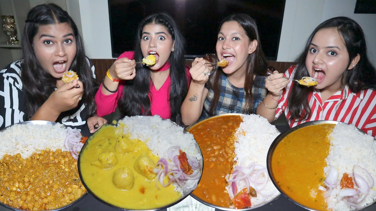 Kadhi Chawal, Chole Chawal, Rajma Chawal, Daal Chawal Eating Challenge ...