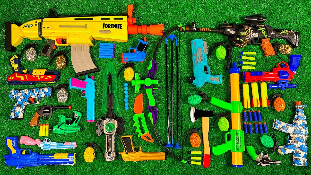 Unboxing NERF Assault Rifle, AK47, ShotGun, Sniper Rifle, Cowboy Pistol ...