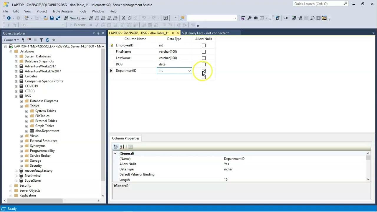 Create Tables in MS SQL Server using Graphical User Interface (GUI ...