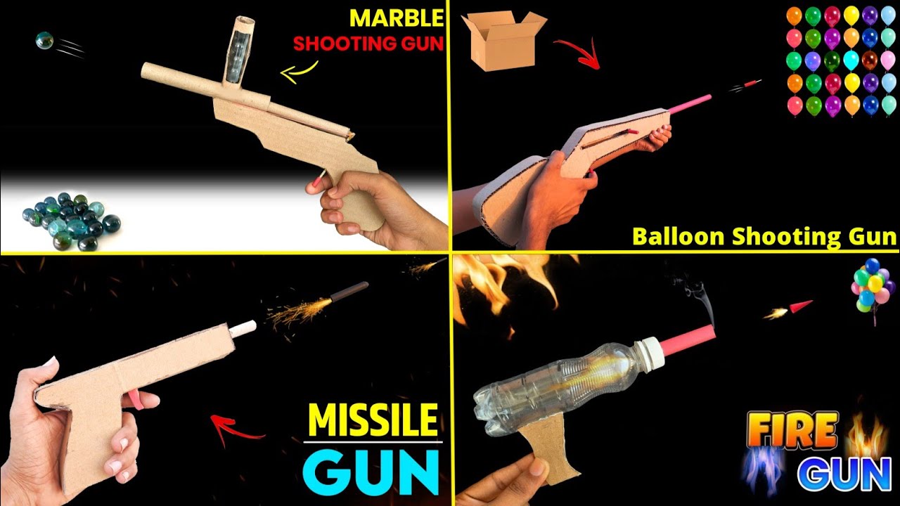 4 Super Powerfull homemade gun , how to make gun at home , Easy ...