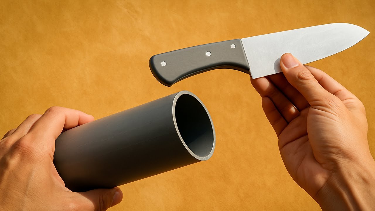 How I Made a Super Durable Knife Handle from PVC | DIY Knife Handle at ...