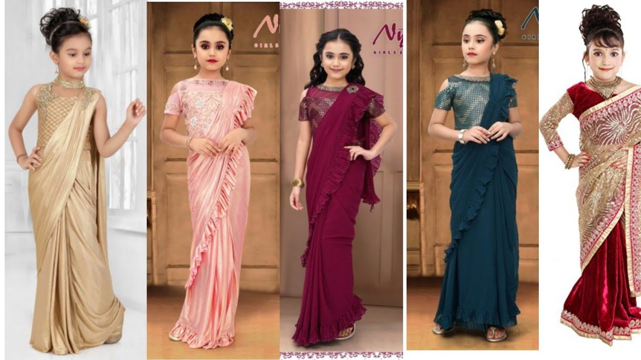 Trendy designer saree design ideas for cute baby girls - YouTube