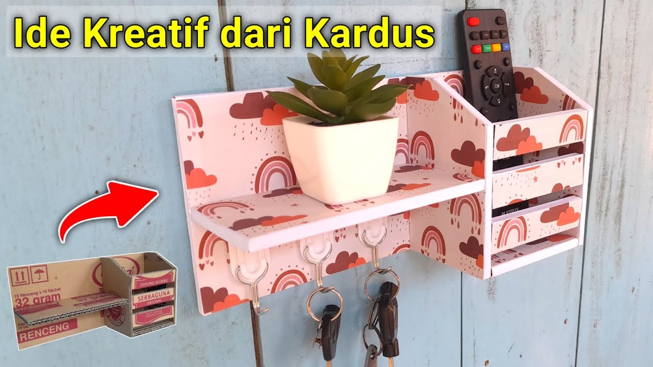 IDE KREATIF DARI KARDUS | Membuat Tempat Gantungan Kunci | DIY Key ...