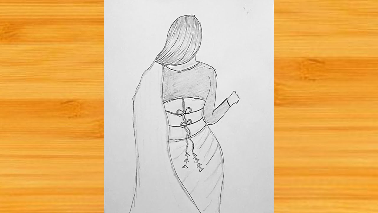 How to Draw a girl with Beautiful dress || Dress drawing || Girl ...