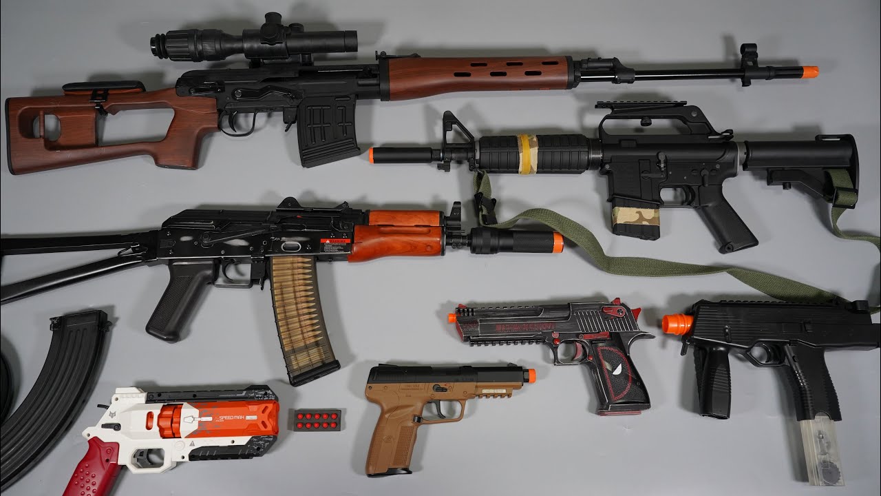 SVD Sniper Rifle Shell ejecting Toy Gun - AKs74u Drum Magazine Airsoft ...