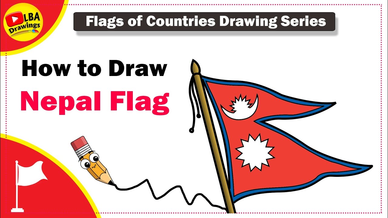 Nepal Flag Drawing | Countries Flags Drawing Series - YouTube