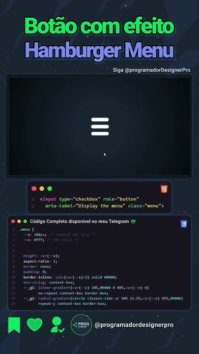 Botão Hamburger Menu Programacao Html Css Javascript Htmlcss Cssanimation Hamburgermenu
